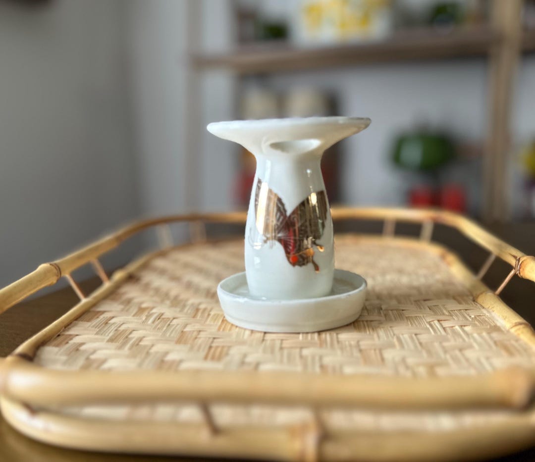 Takahashi Ceramic Golden Butterfly Toothbrush Holder Vintage - Etsy