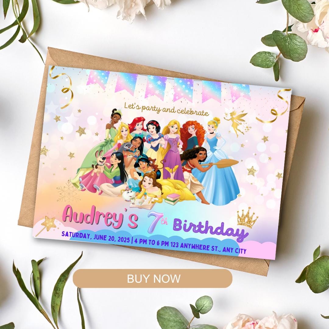 Editable Princess Birthday Invitation | Printable Digital Princess ...