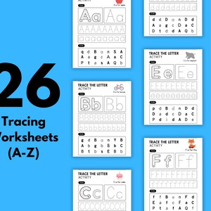 ABC Alphabet Tracing Worksheets Printable | Learning A-Z for Preschool ...