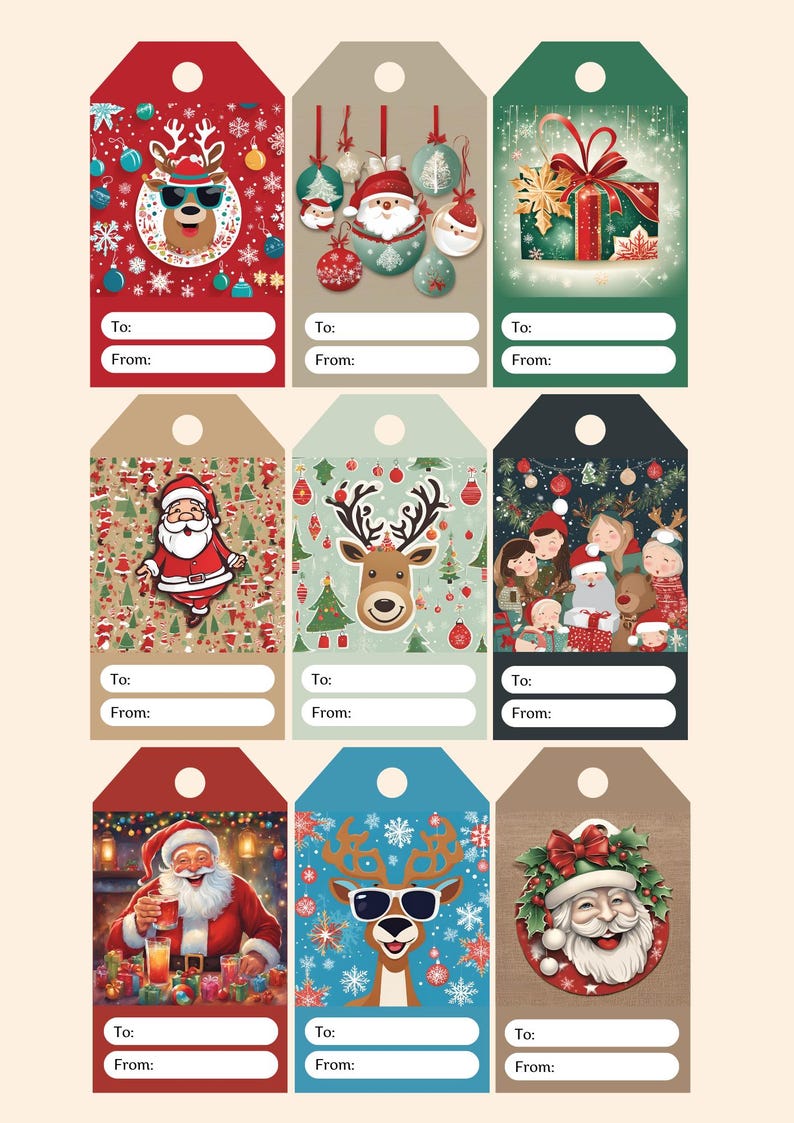 Merry Christmas Gift Tag Printable Holiday Party Favor Tag Holiday Tag ...