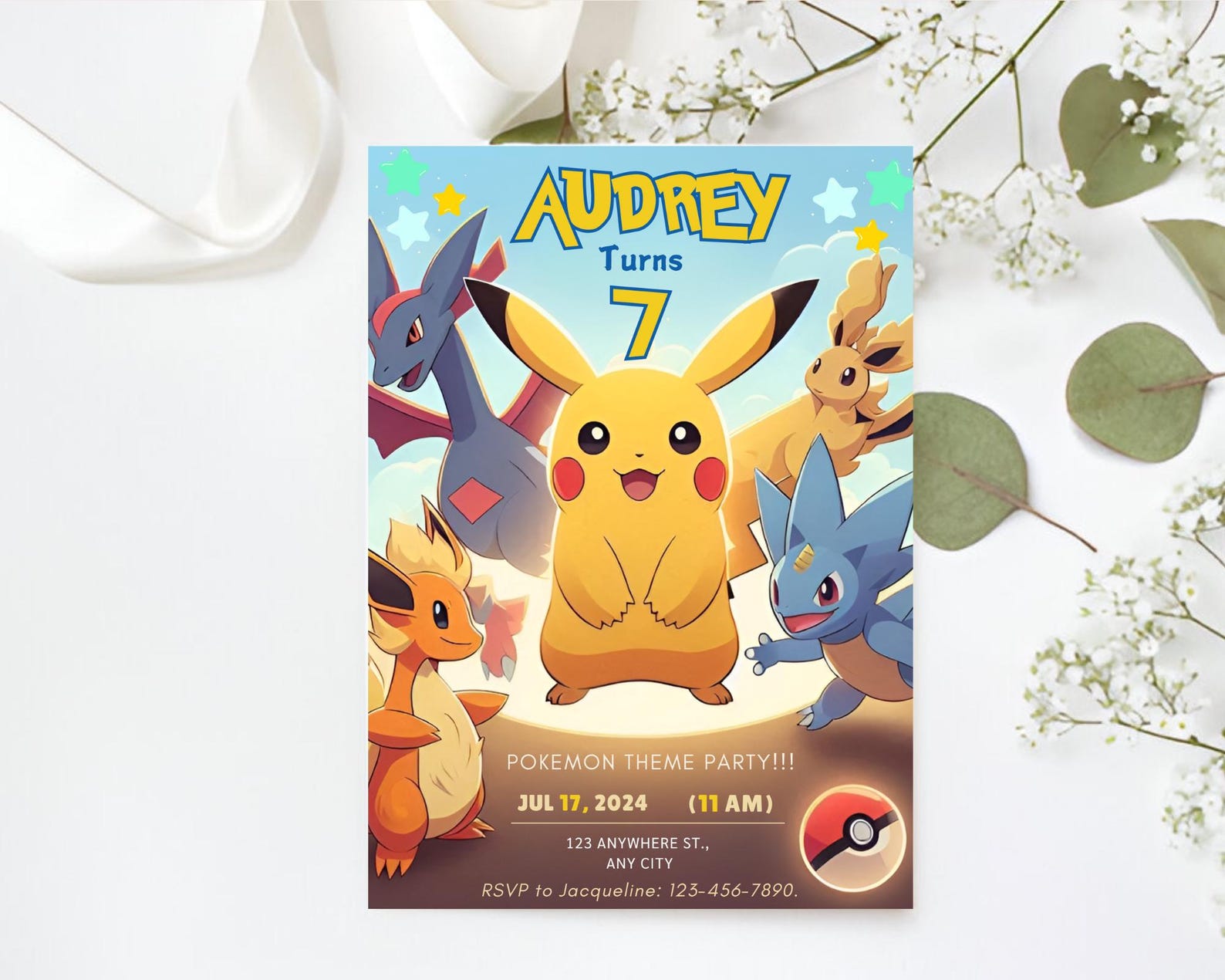 Pokemon Birthday Invitation Editable Digital Download Canva Pokemon ...