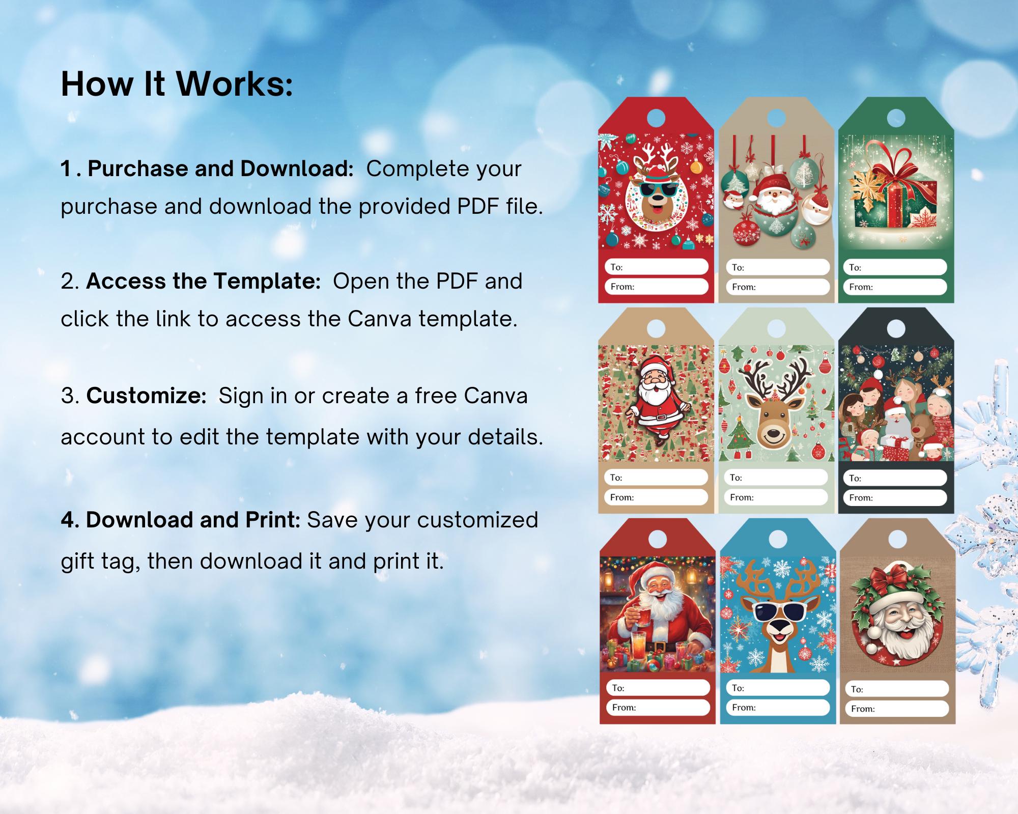 Merry Christmas Gift Tag Printable Holiday Party Favor Tag Holiday Tag ...