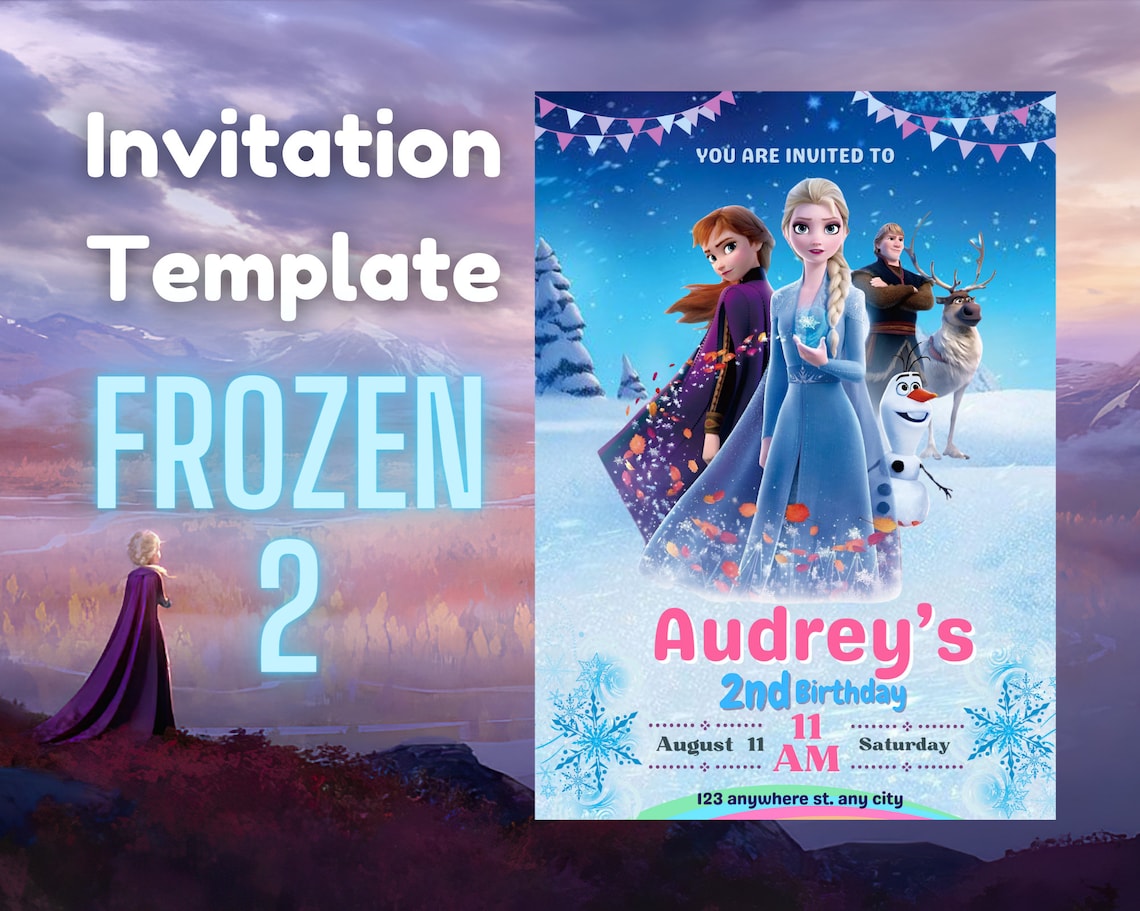 Frozen 2 Birthday Invitation Frozen 2 Birthday Invite Canva Templates ...
