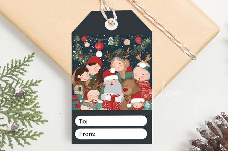 Merry Christmas Gift Tag Printable Holiday Party Favor Tag Holiday Tag ...
