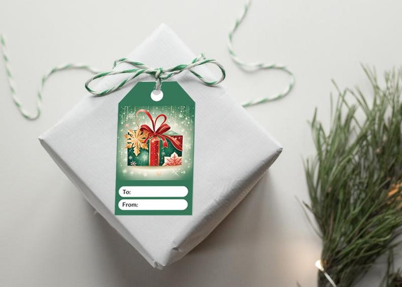 Merry Christmas Gift Tag Printable Holiday Party Favor Tag Holiday Tag ...