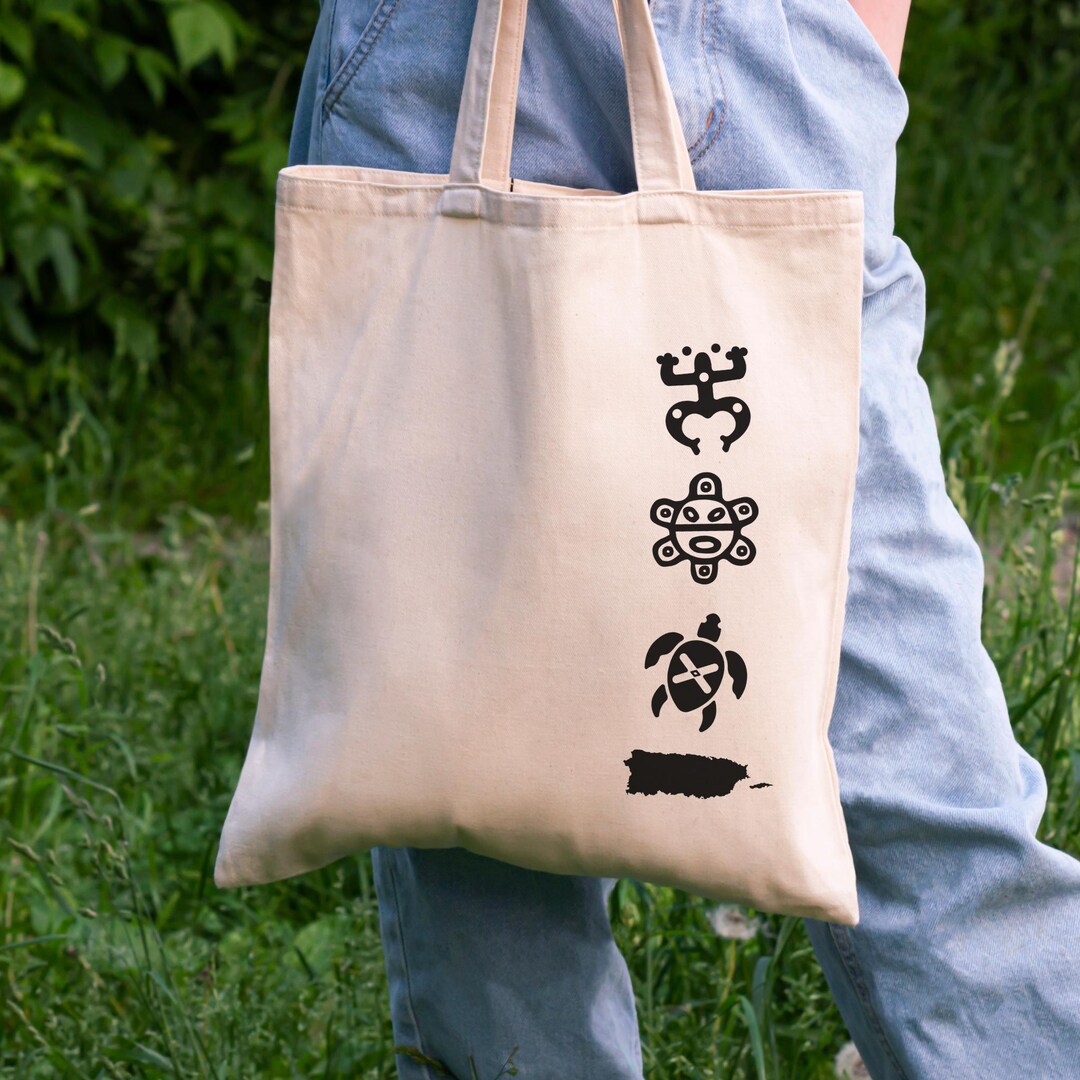 Puerto Rico Tote Bag: Coqui, Taino Art - 100% Cotton Canvas - Etsy