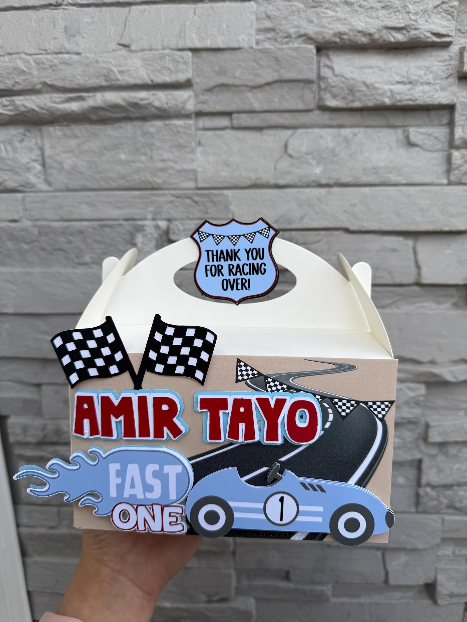 Two Fast Gable Boxes, Fast One Gable Boxes, Race Car Birthday Treat ...
