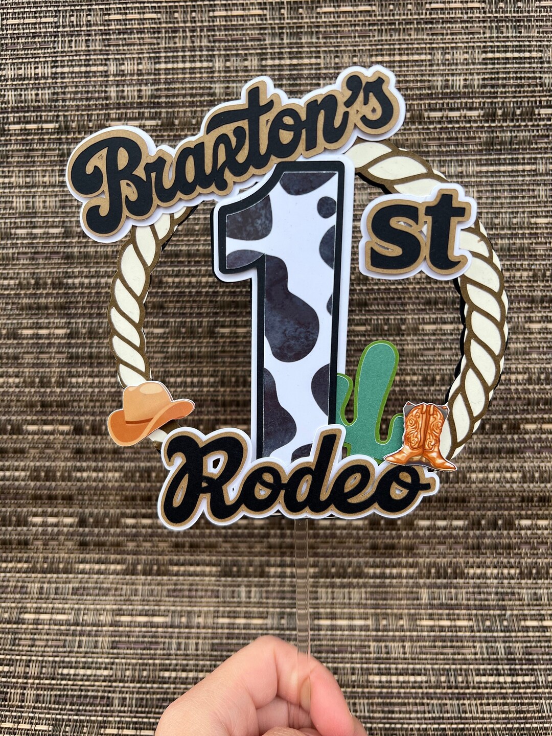 My First Rodeo Cake Topper, Rodeo Cake Topper, Cow Print Cake Topper ...