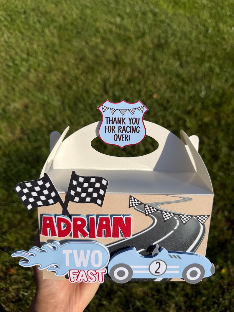 Two Fast Gable Boxes, Fast One Gable Boxes, Race Car Birthday Treat ...