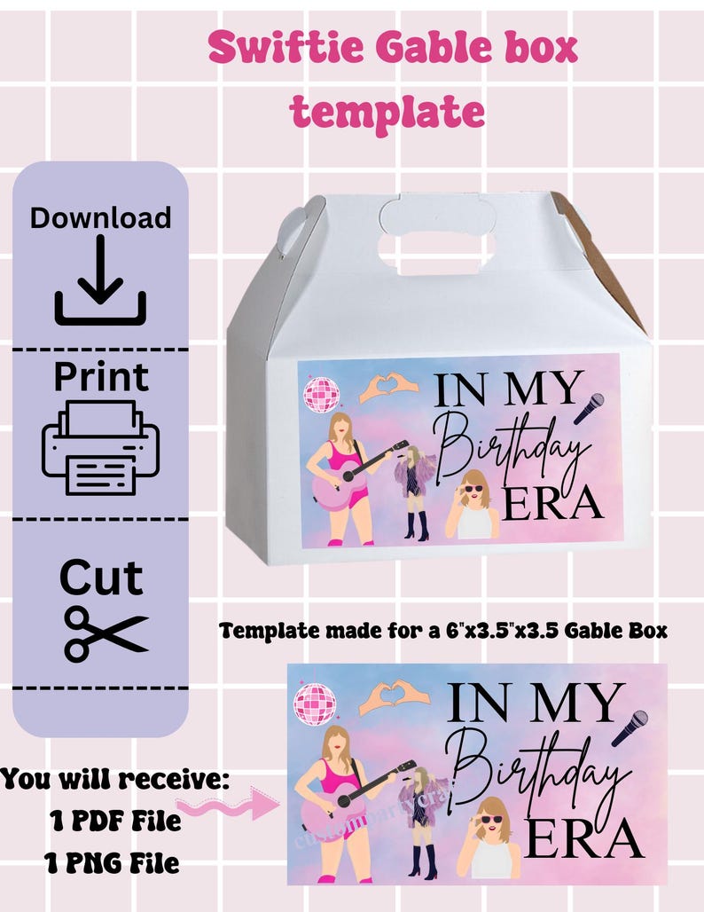 Swiftie Gable Box Template, Taylor Swift Gable Box Template Digital ...