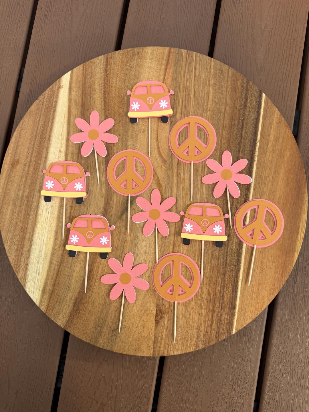 Groovy Cupcake Toppers, Retro Birthday, Groovy Party Favors, Hippie ...