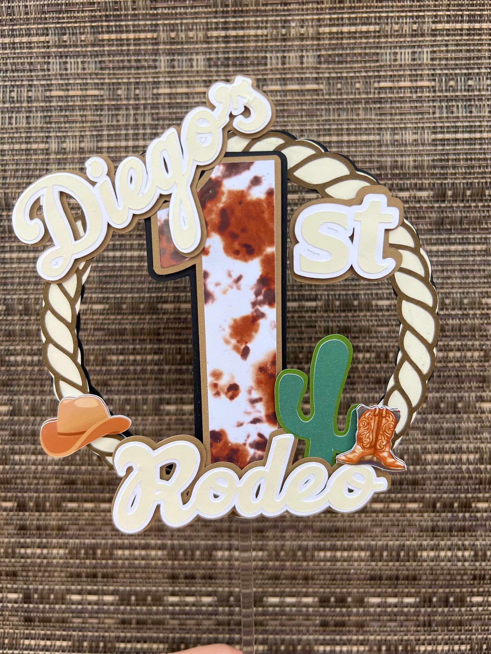 My First Rodeo Cake Topper, Rodeo Cake Topper, Cow Print Cake Topper ...