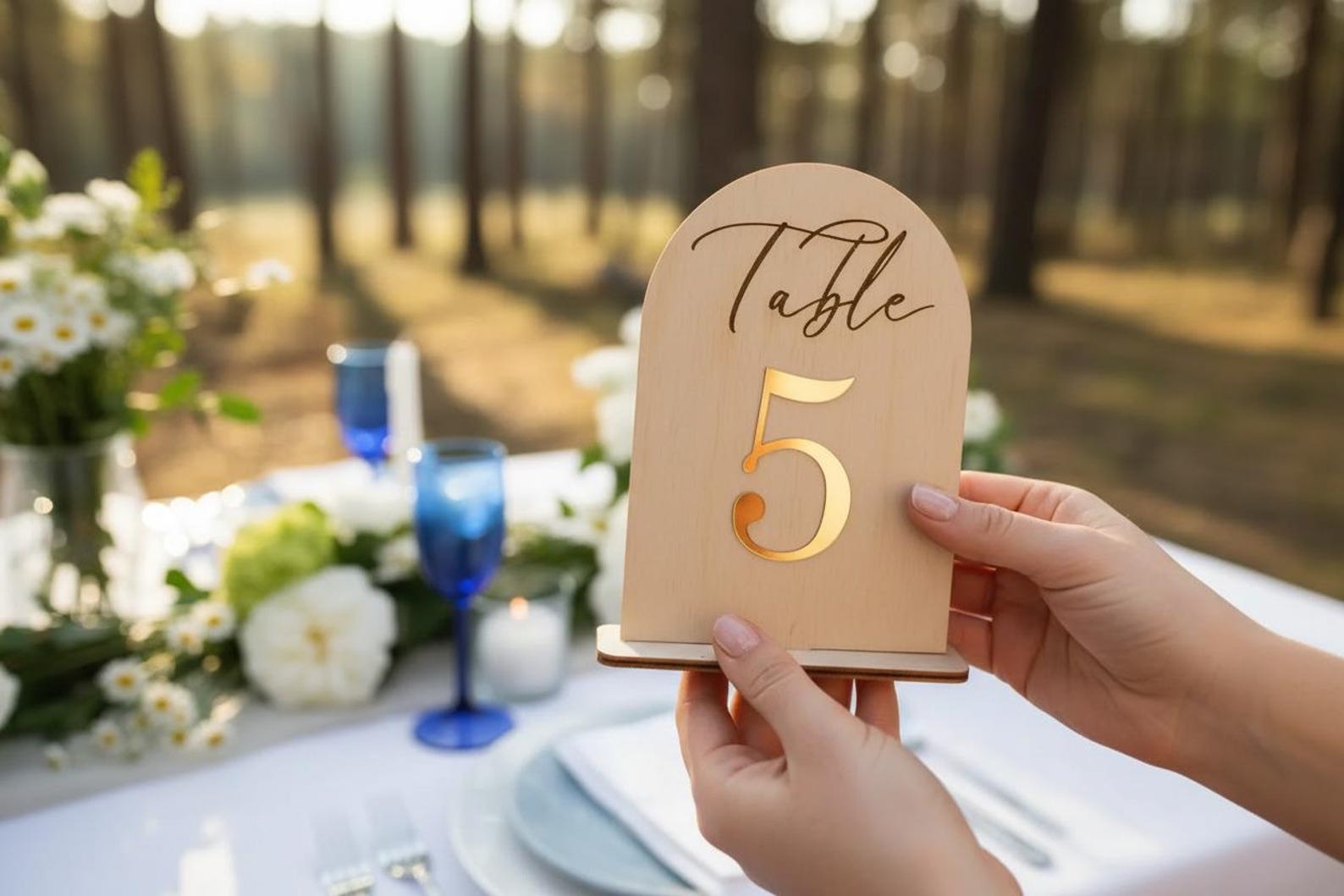 Wooden Wedding Table Numbers – Gold Acrylic Digits, Rustic Modern Décor ...
