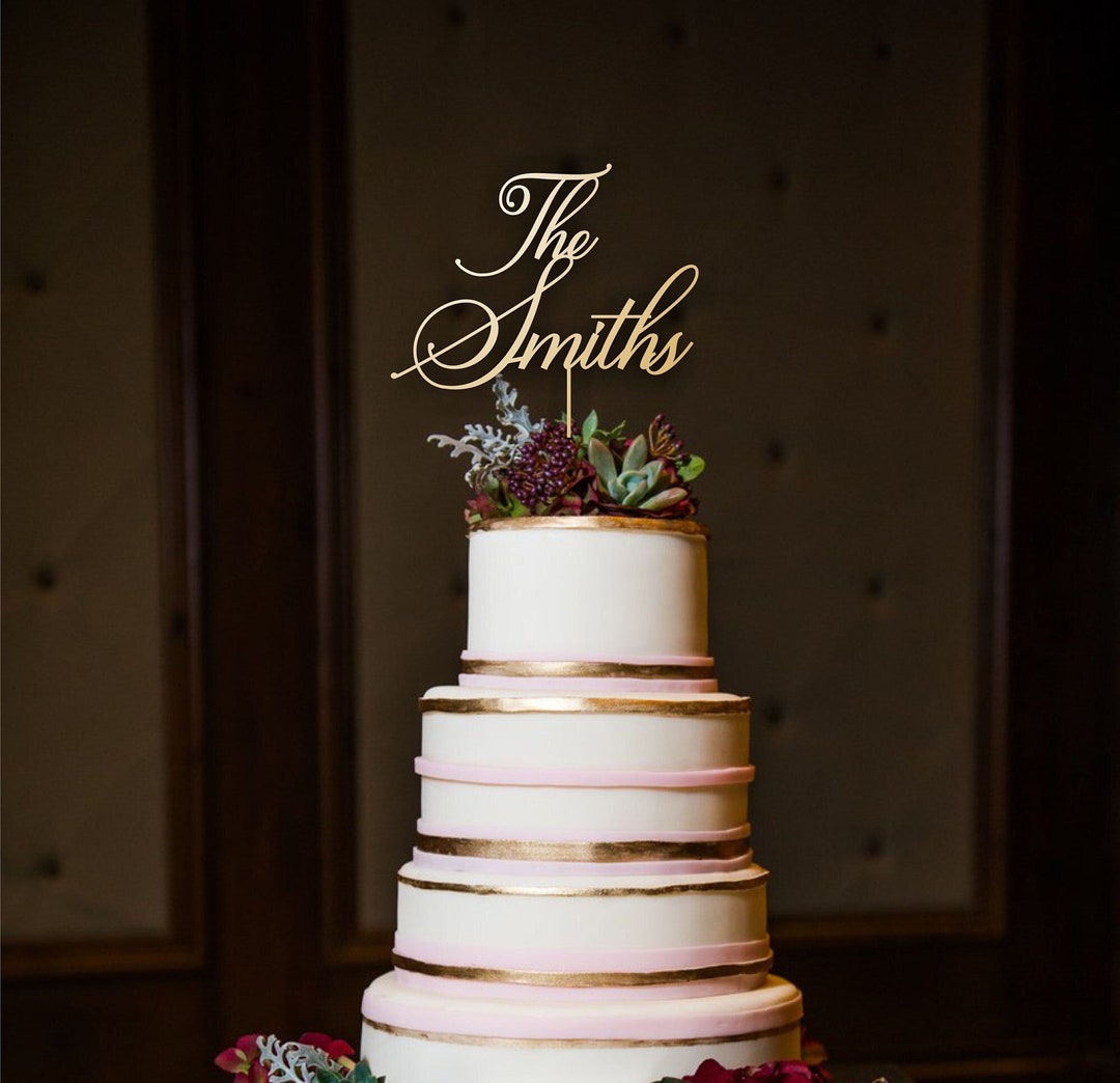 Custom Wood Wedding Cake Topper: Rustic Script, Personalized - Etsy