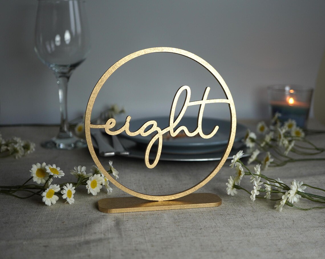 Wooden Wedding Table Number - Custom Table Sign , Gold Wedding Table ...