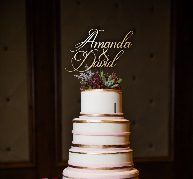 Gold Cake Topper for Wedding, Custom Mr Mrs Cake Topper, Personalized ...