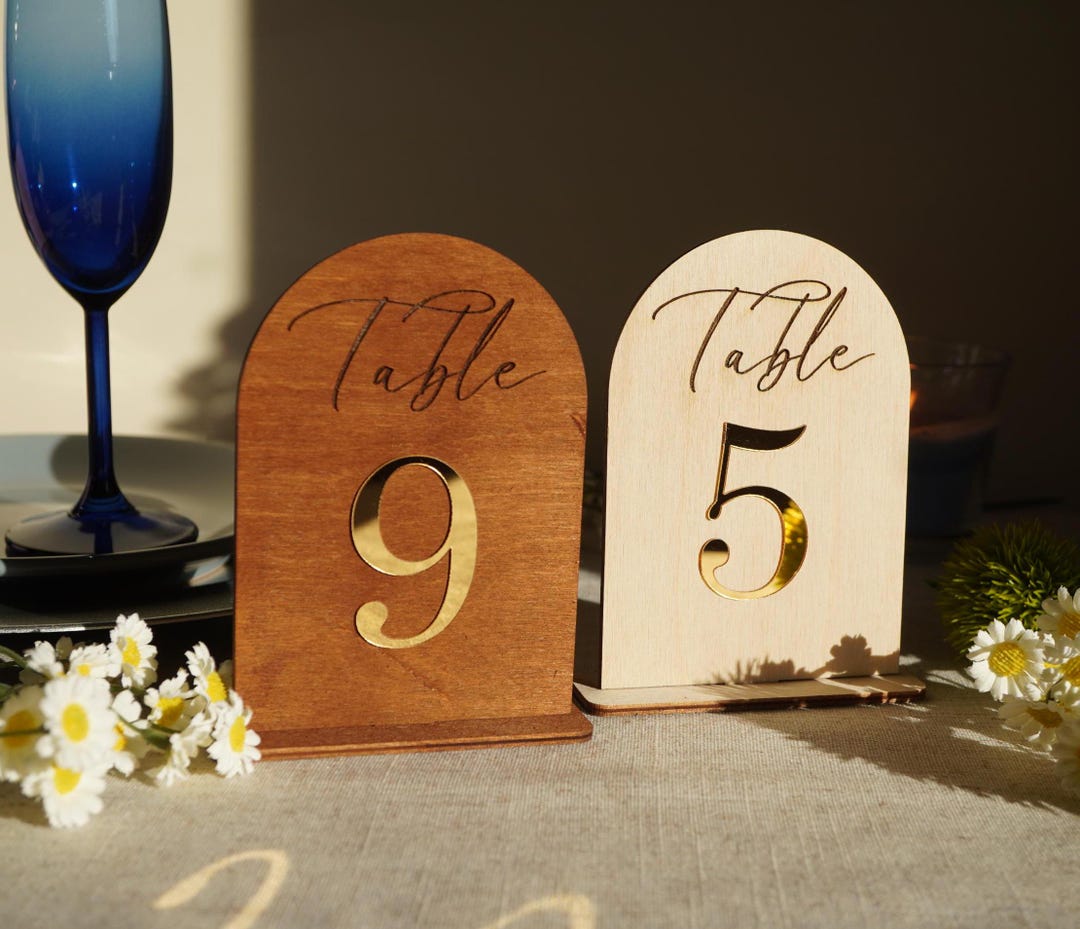 Wooden Wedding Gold Table Number - Wedding Table Decor , Rustic Country ...
