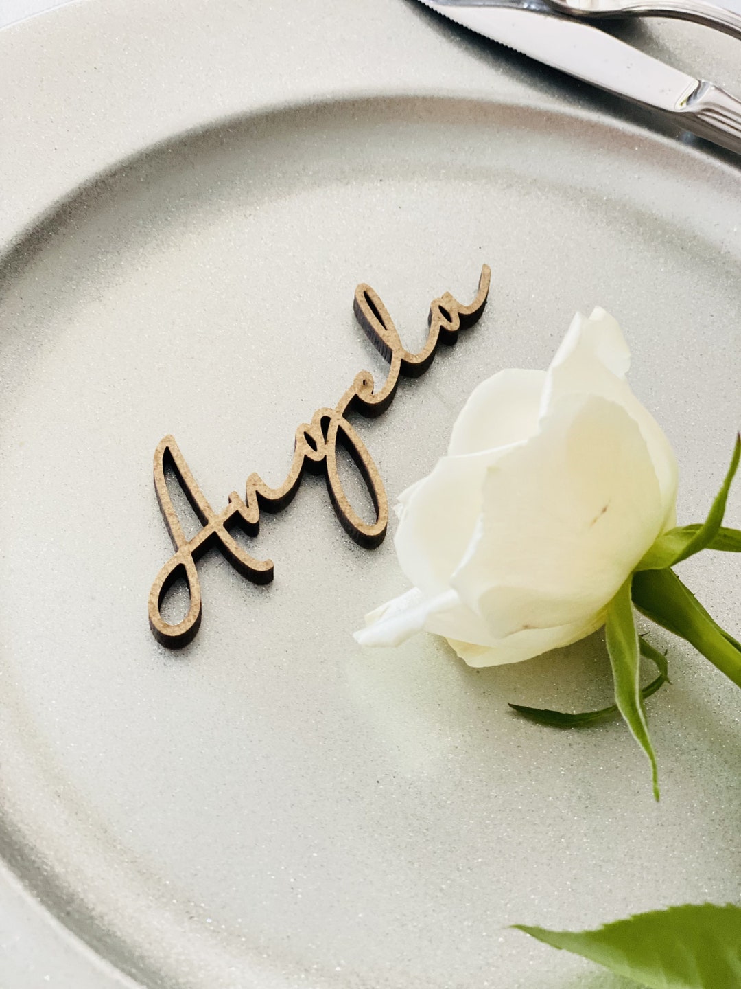 Name Place Setting ,gold Wood Name Place Card , Wedding Place Card ...