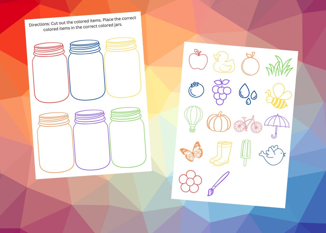 Colored Jar and Shape Sorting Activity Canva Template Download - Etsy