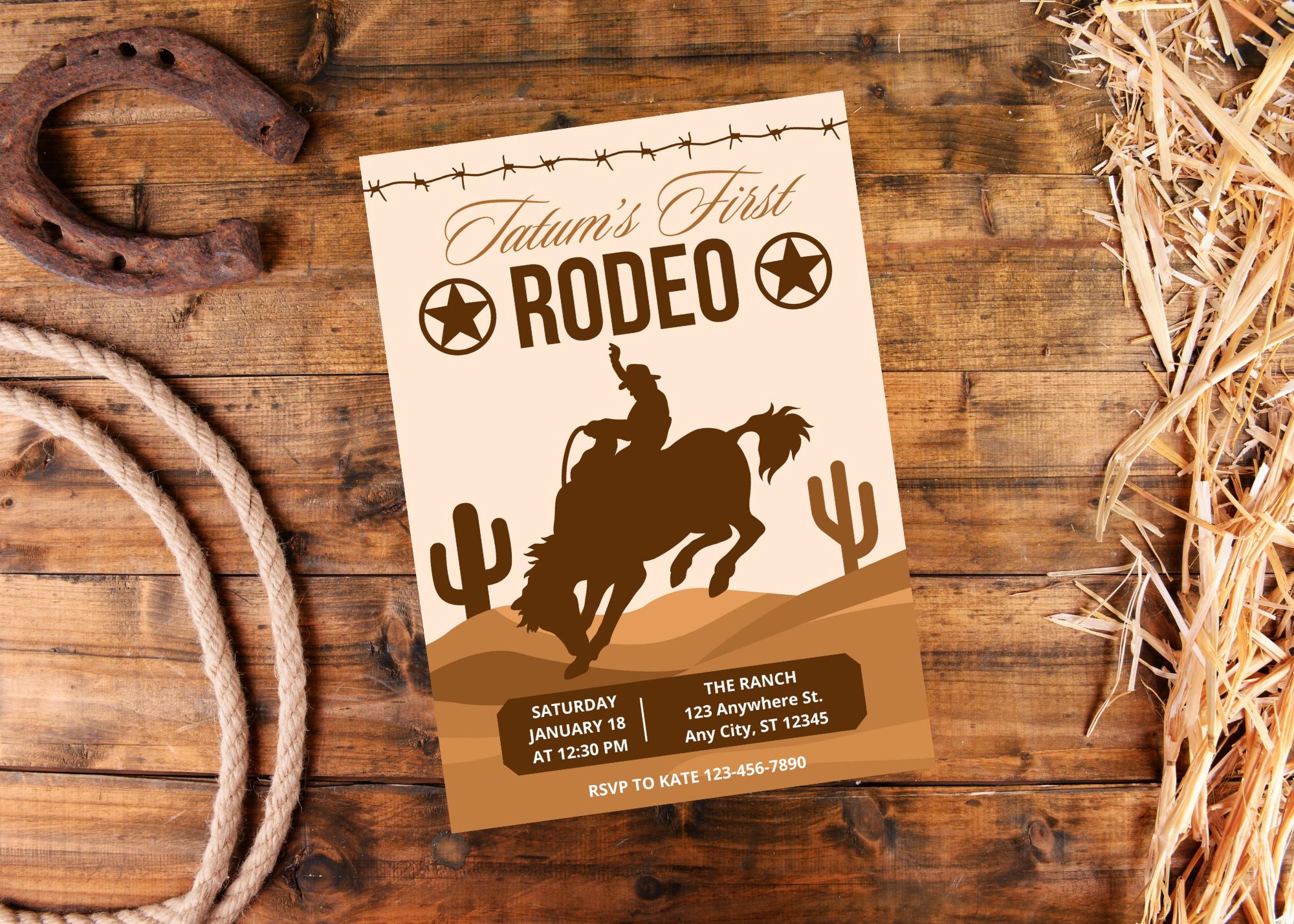 Rodeo Cowboy Kid's Birthday Invitation Template Download - Etsy
