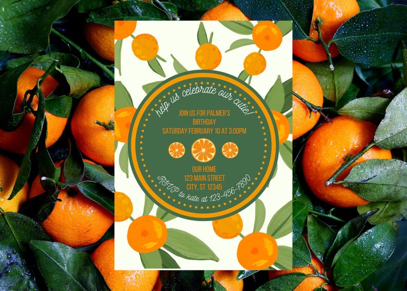 Cutie Orange Birthday Invitation Template Download - Etsy