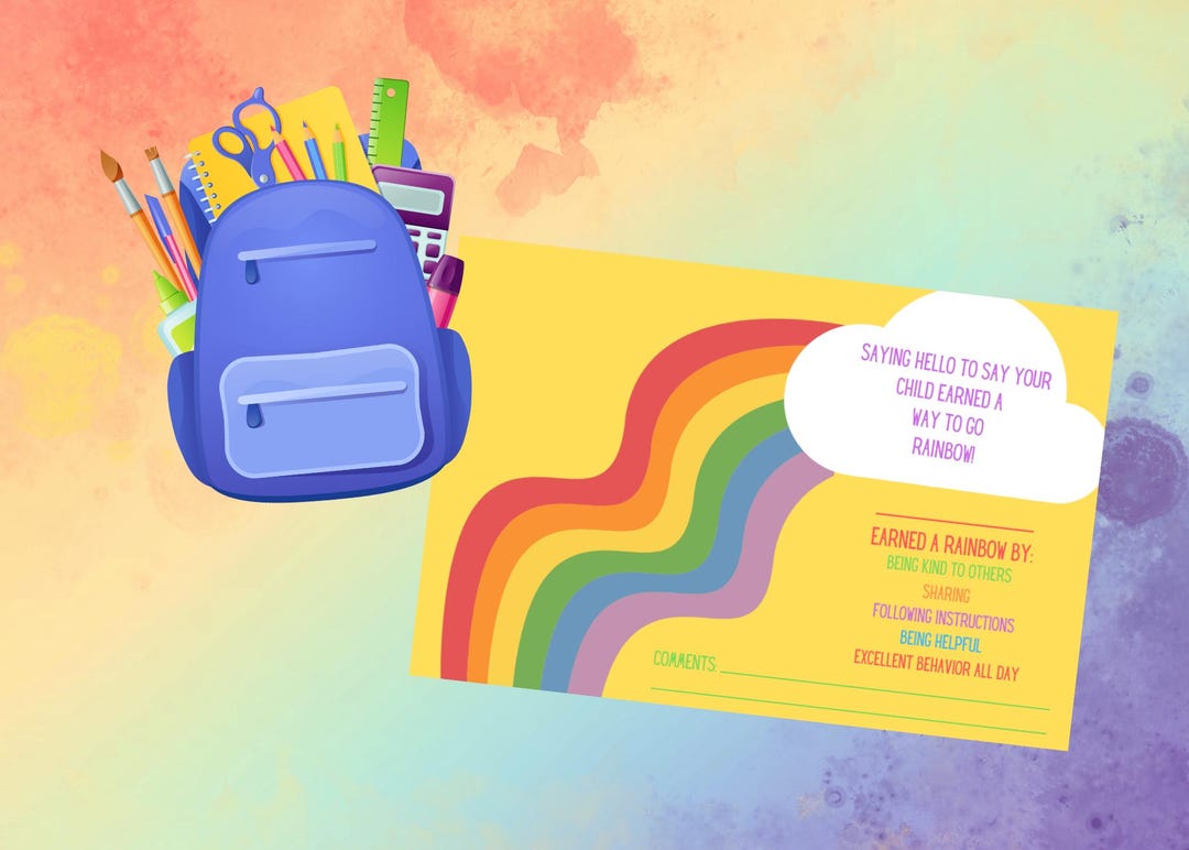 Way to Go Rainbow Card Teacher Send Home Canva Template Download - Etsy