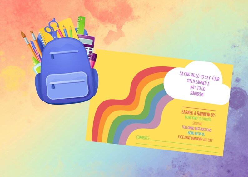 Way to Go Rainbow Card Teacher Send Home Canva Template Download - Etsy