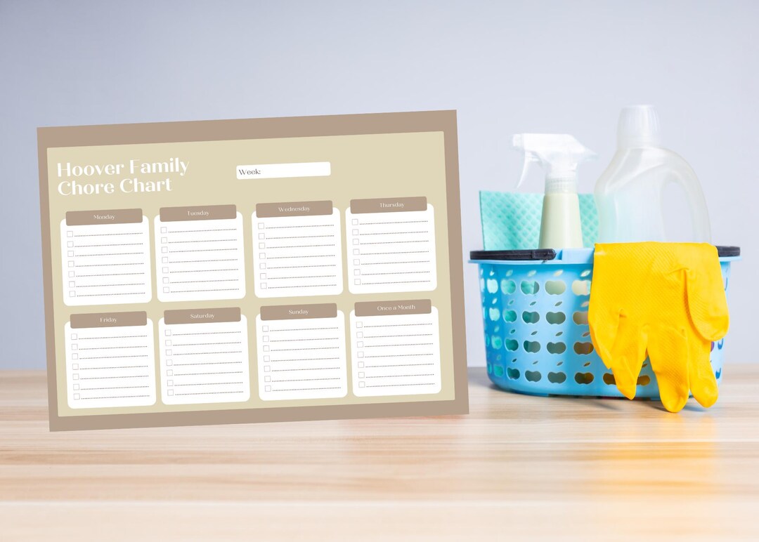 At Home Family Chore Chart Download Template - Etsy