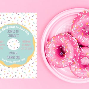 Donut Kids Birthday Party Invitation Template Download - Etsy