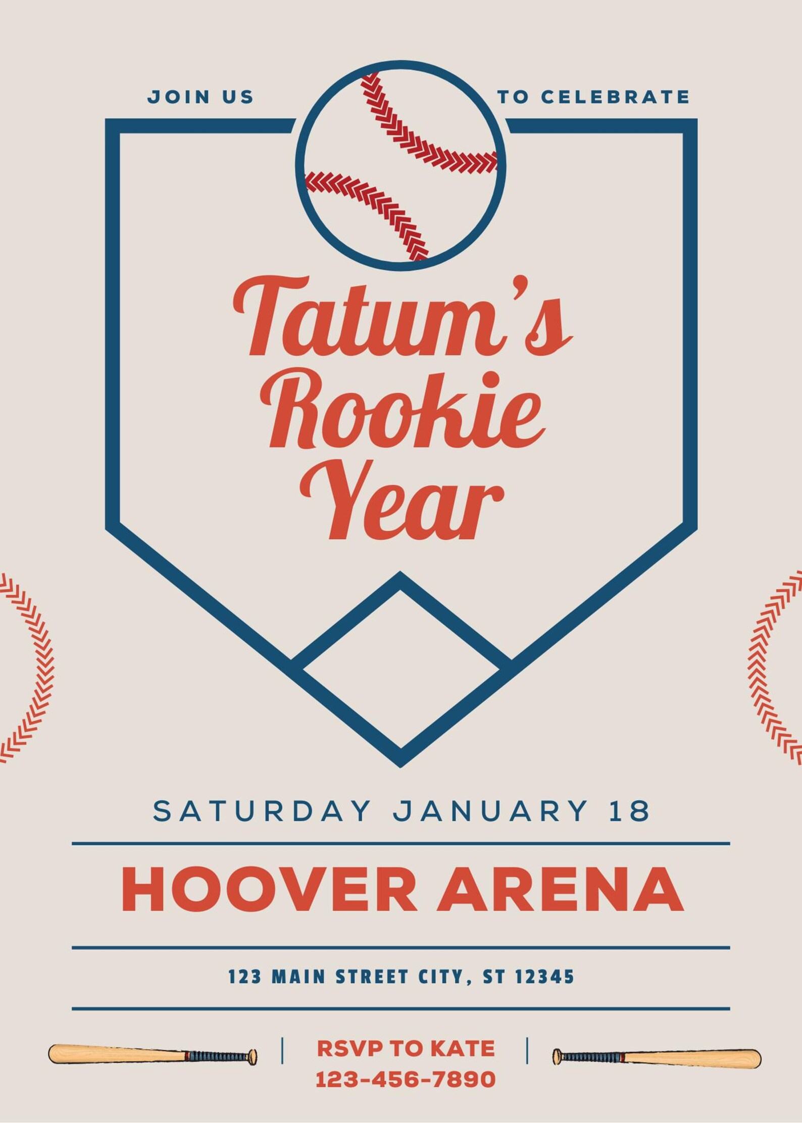 Rookie Year Baseball Birthday Invitation Template Download - Etsy