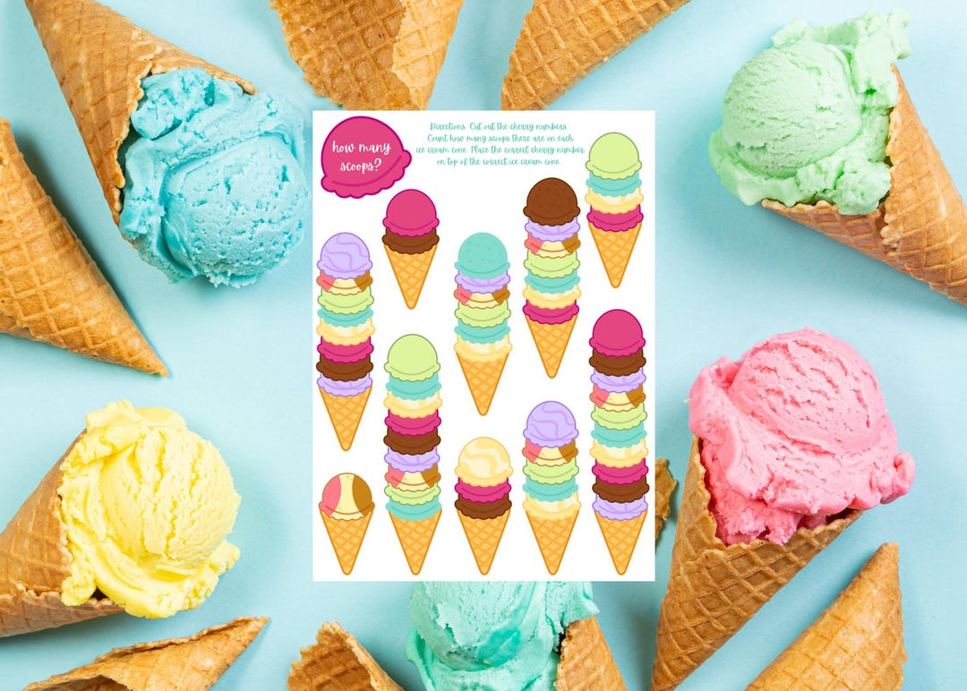 Counting and Matching Ice Cream Scoops Children's Learning Activity ...