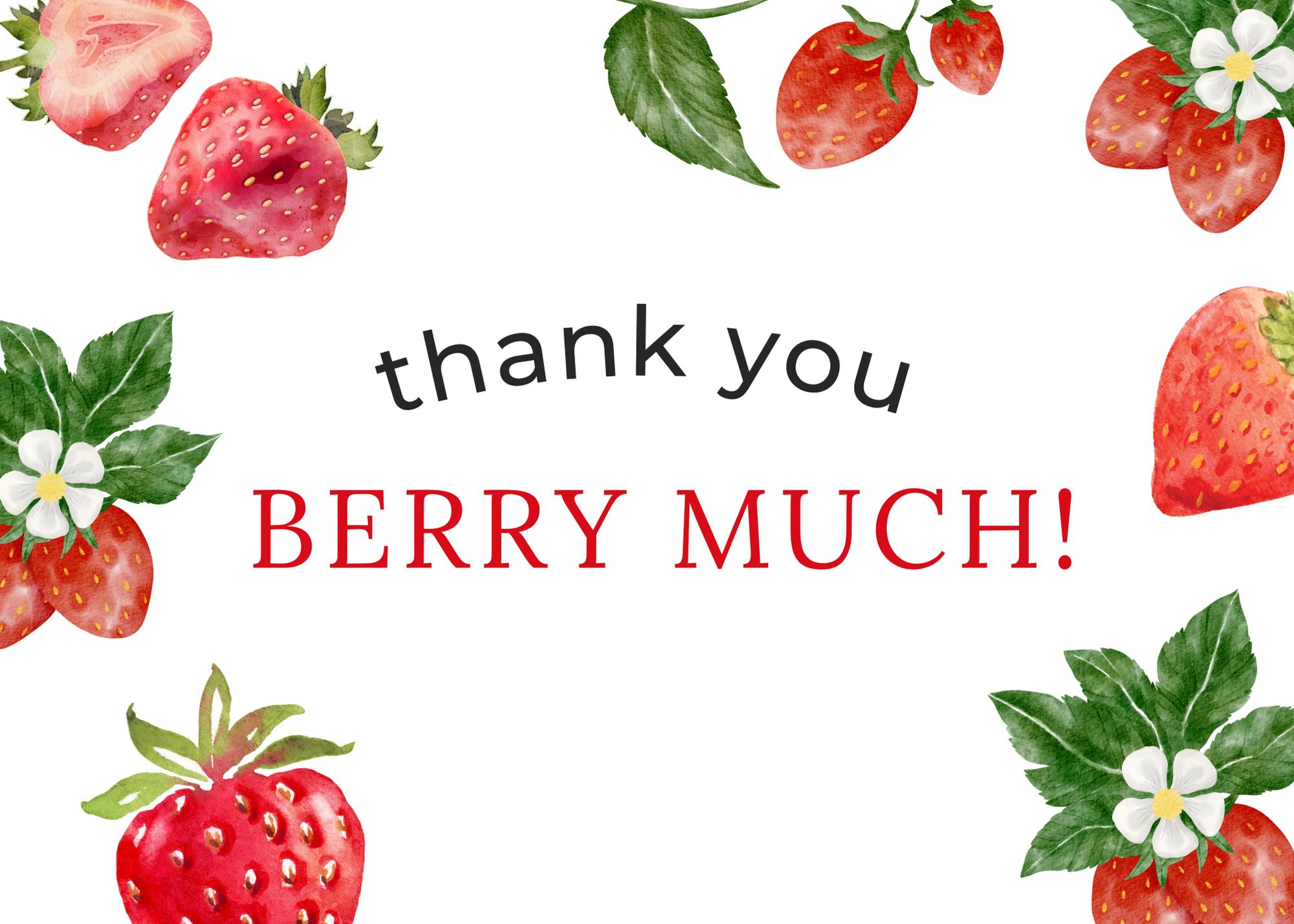 Thank You Berry Much Thank You Card Template Download - Etsy
