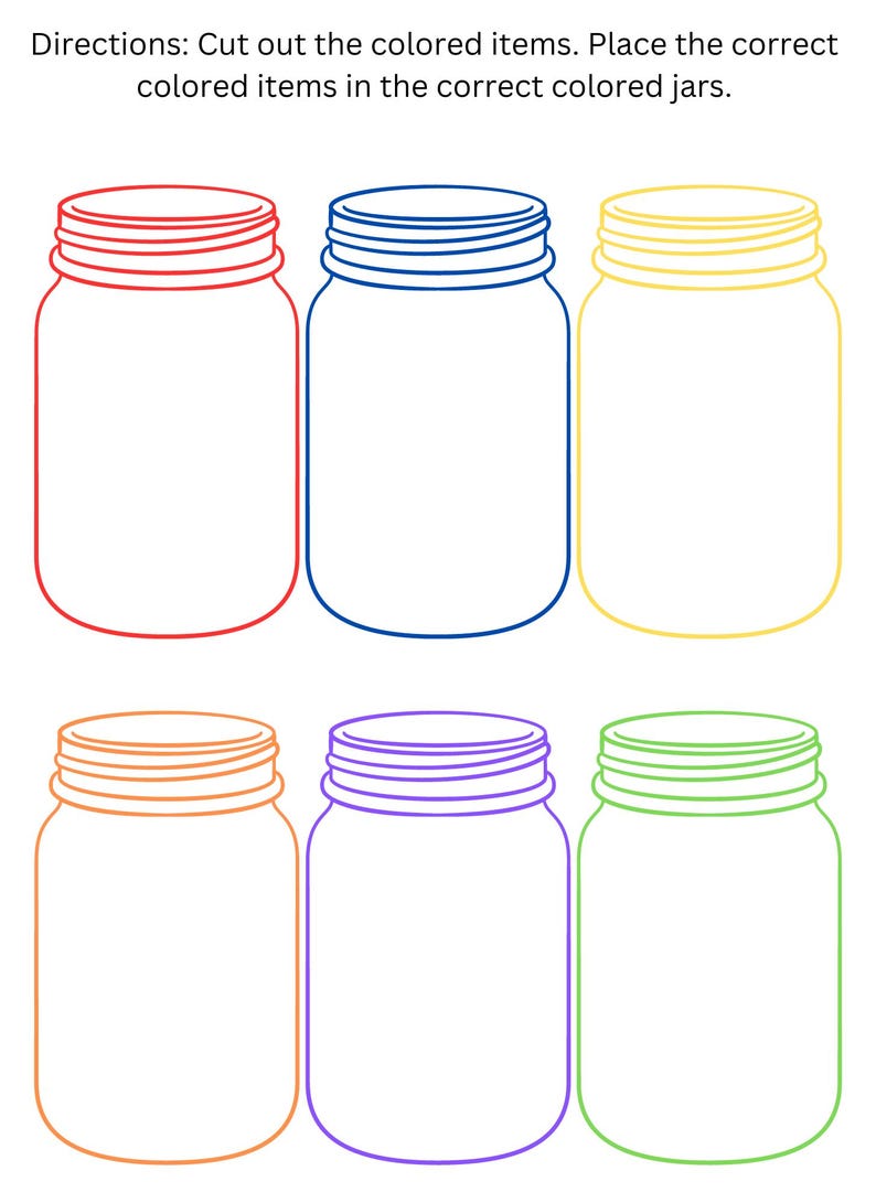 Colored Jar and Shape Sorting Activity Canva Template Download - Etsy