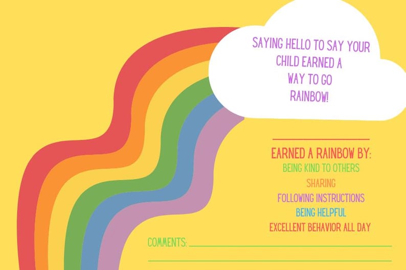 Way to Go Rainbow Card Teacher Send Home Canva Template Download - Etsy