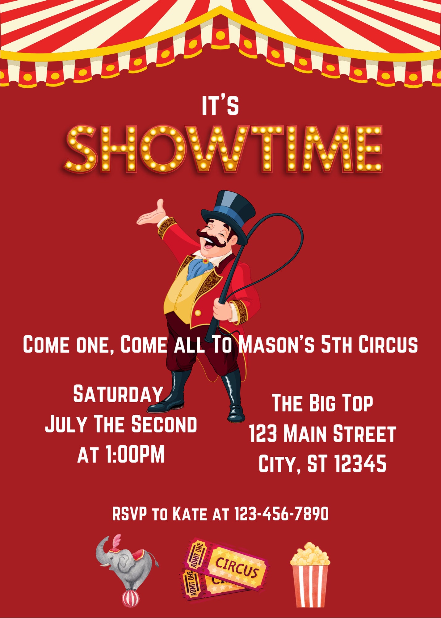 Canva Template Circus Party Invite Template Download - Etsy