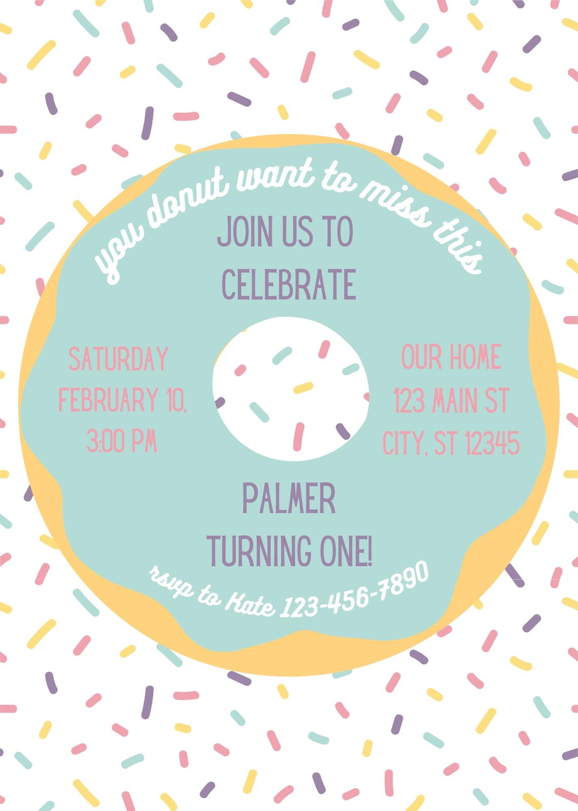 Donut Kids Birthday Party Invitation Template Download - Etsy