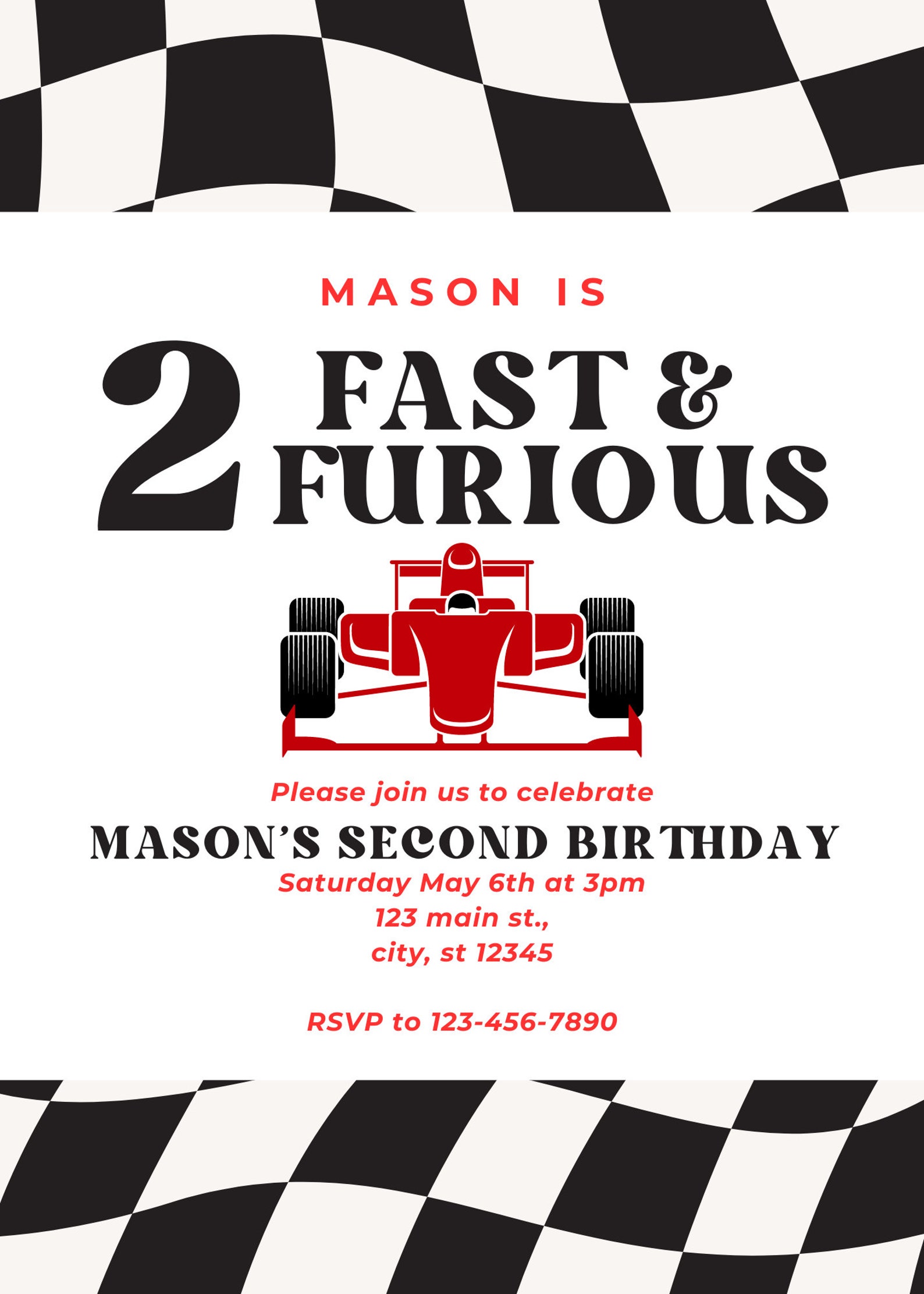 2 Fast 2 Furious Racecar Birthday Invitation Template Download - Etsy