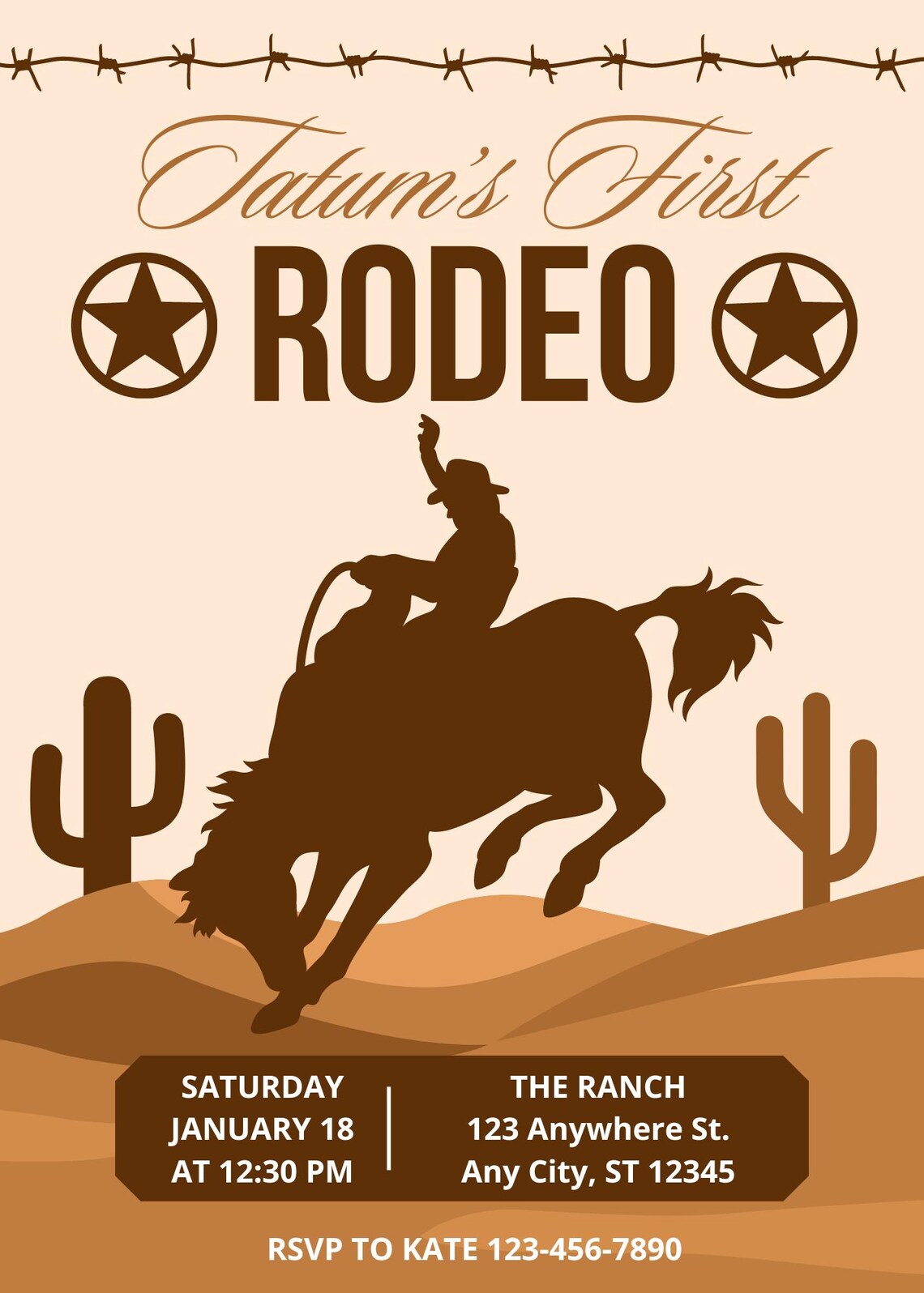 Rodeo Cowboy Kid's Birthday Invitation Template Download - Etsy