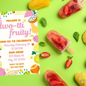 Twotti Fruity Kids Birthday Invitation Template Download - Etsy