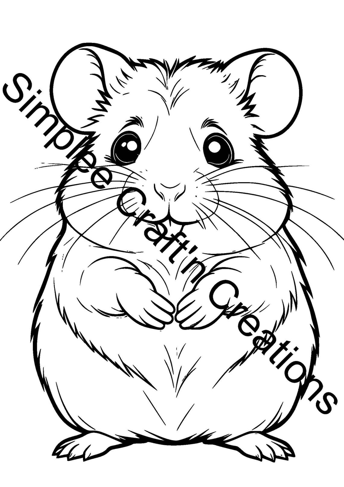 Cute Hamster Coloring Page Printable Pet Coloring Sheet for Kids ...