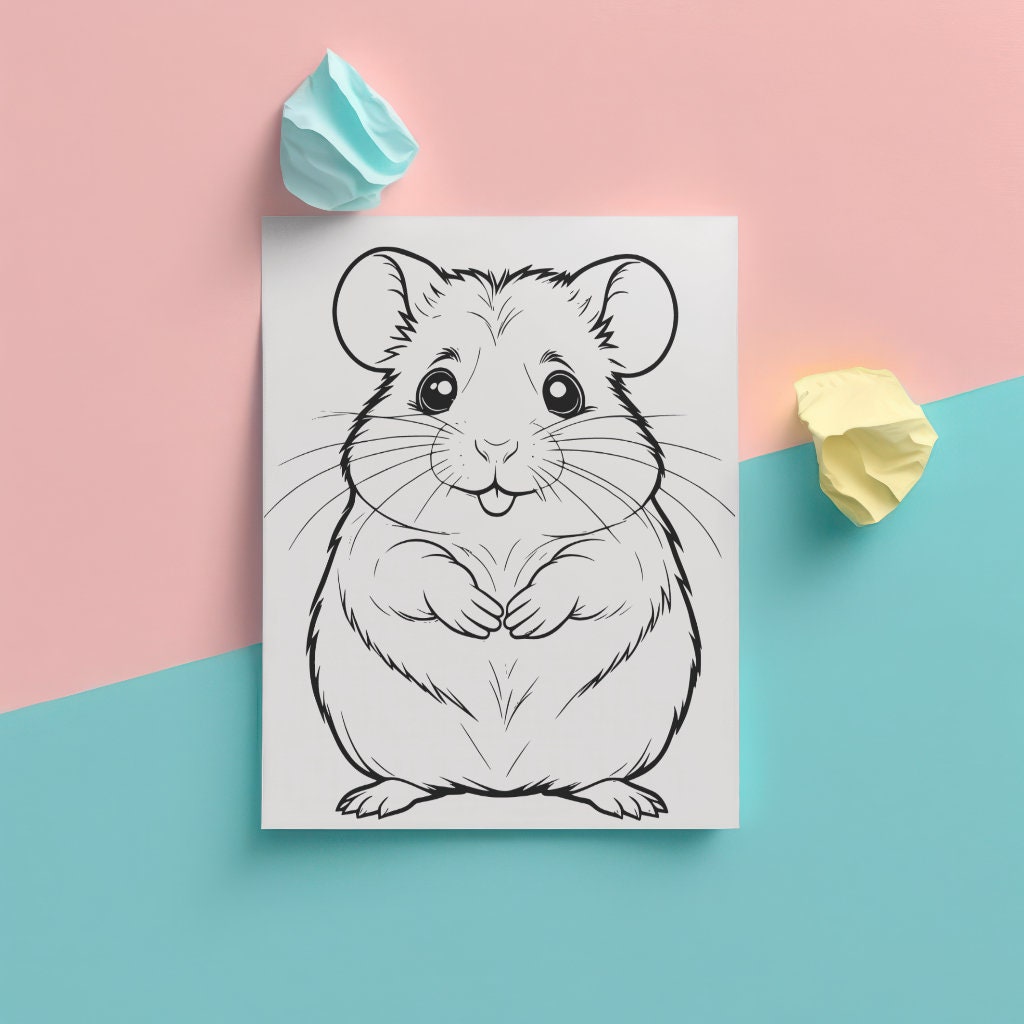 Kids Coloring Page | Coloring Page for Kids | Cute Hamster Coloring ...