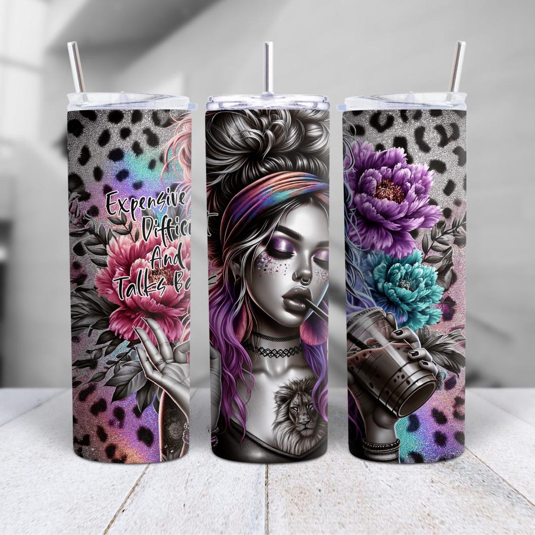 Sassy Lady Tumbler – Fierce Woman With Rainbow Hair, 20oz Skinny ...
