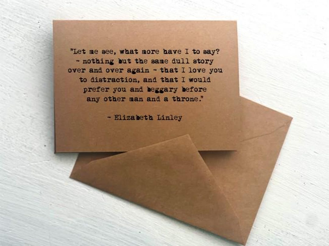 Anniversary Card With Elizabeth Linley Romantic Love Letter Quote ...