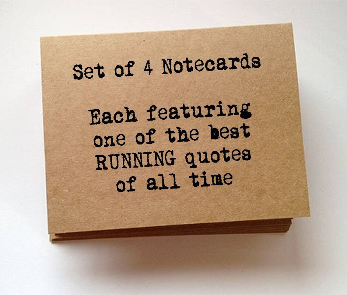 4-pack Running Quotes Cards Vintage Typewriter Font Blank Inside - Etsy
