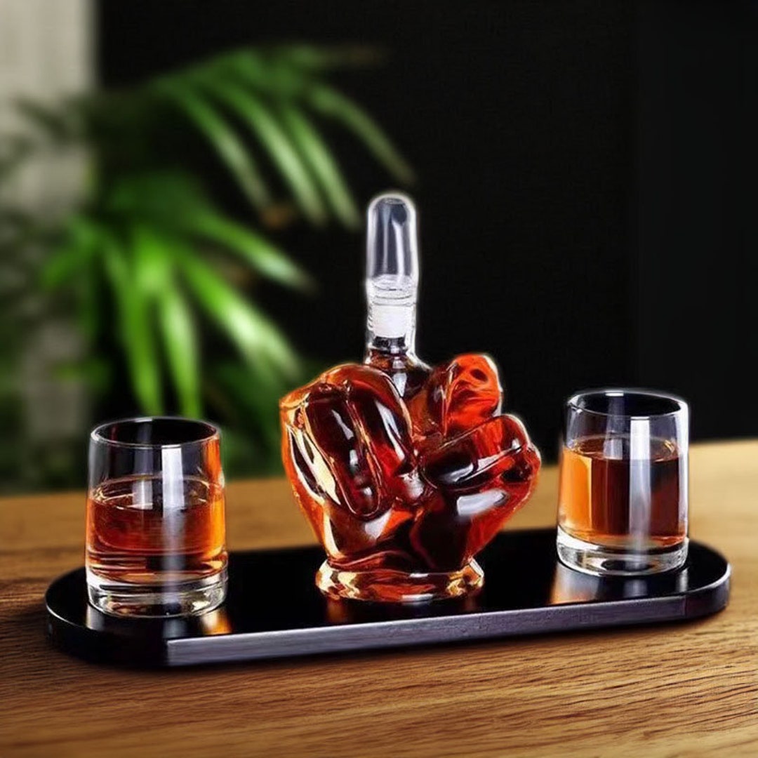 Finger Shaped Whiskey Decanter, 1000ml Lead-free Glass, Unique Barware ...