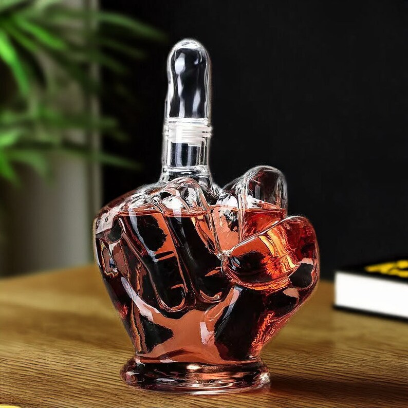 Finger Shaped Whiskey Decanter, 1000ml Lead-free Glass, Unique Barware ...