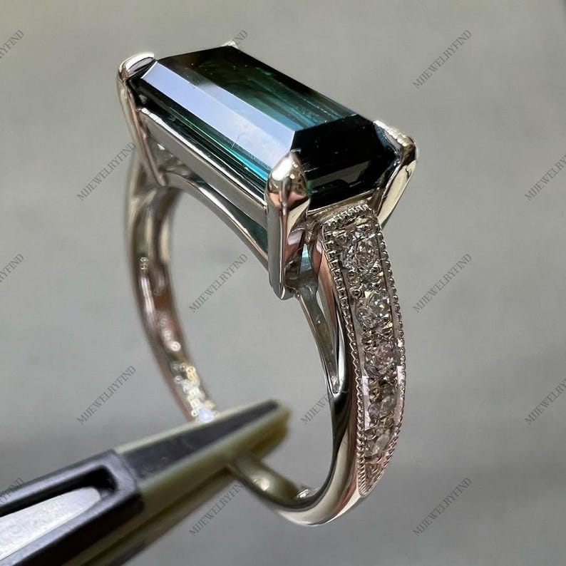 Vintage Indicolite Tourmaline Gemstone Ring 925 Sterling Silver ...