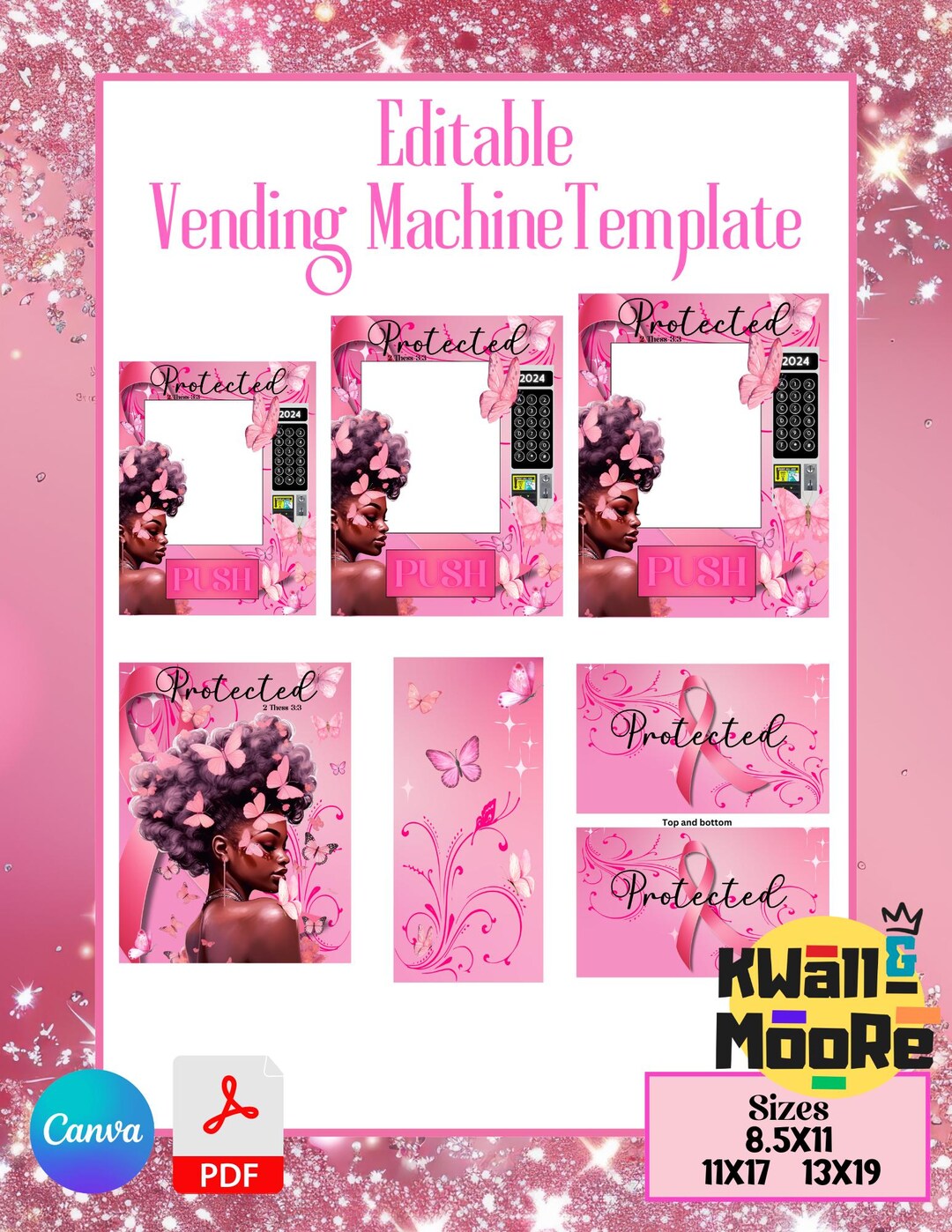 Breast Cancer Protected Vending Machine Gift Box Template, Custom Gift ...