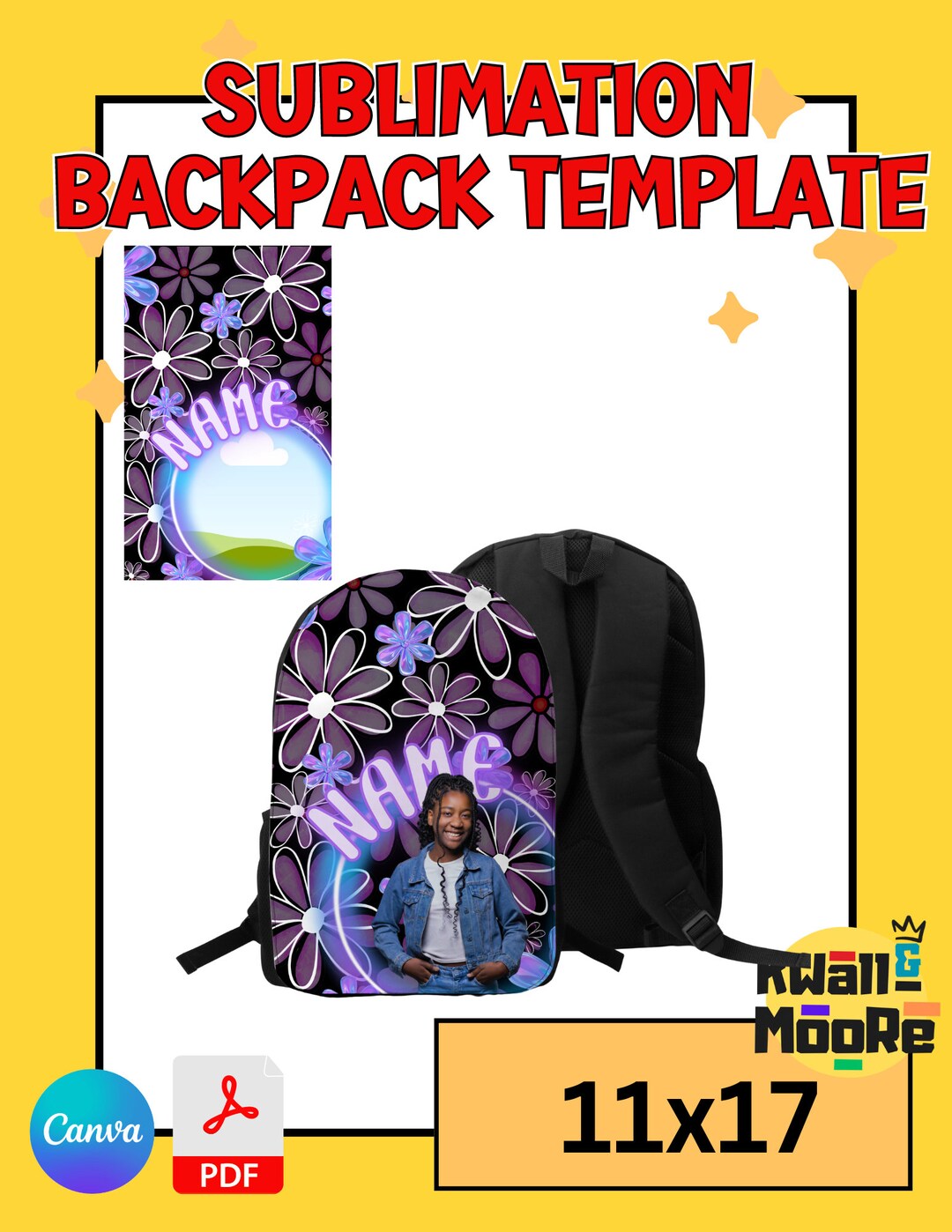 Canva Editable Backpack Sublimation Templates, Back to School ...