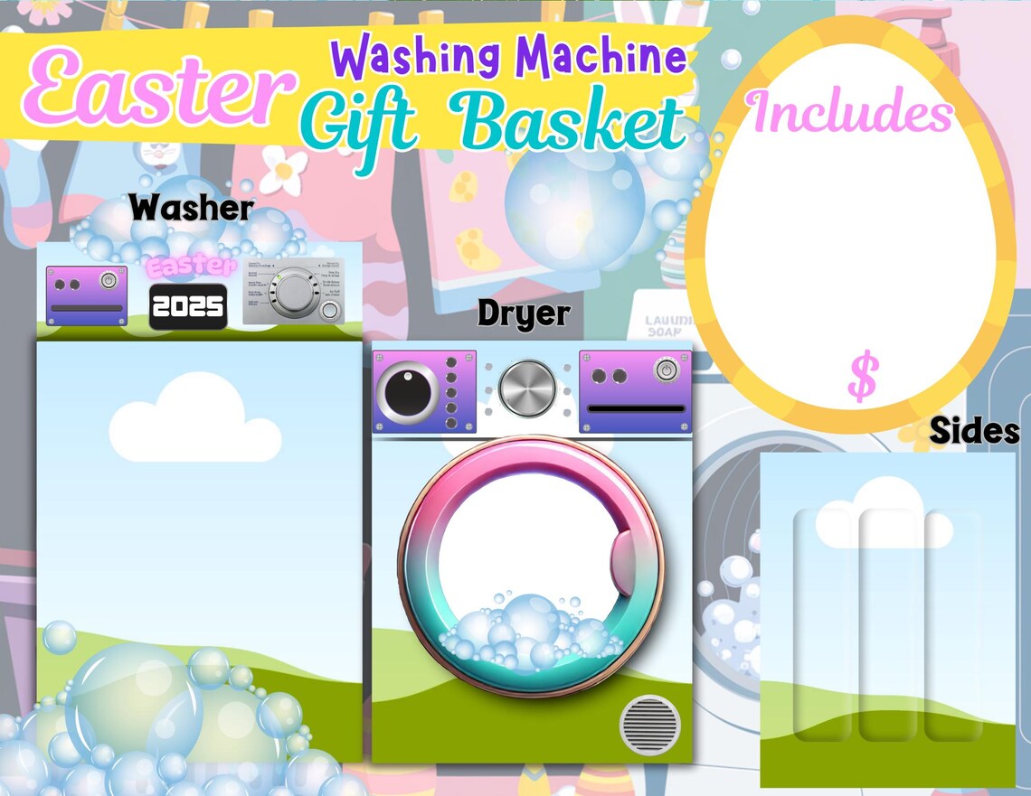 Editable 2D Washer & Dryer Drag and Drop MOCKUP TEMPLATE, Easter Mockup ...